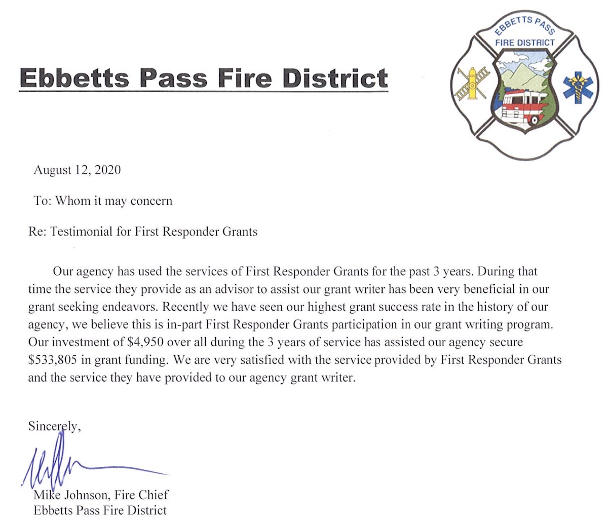 $553,805 in grants awarded over the last 3 years - First Responder Grants